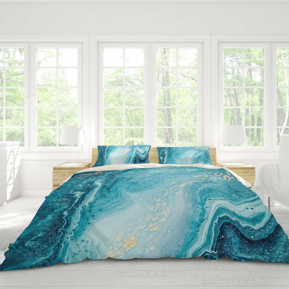 3D Blue Abstract Marble Texture Quilt Cover Set Bedding Set Pillowcases ...