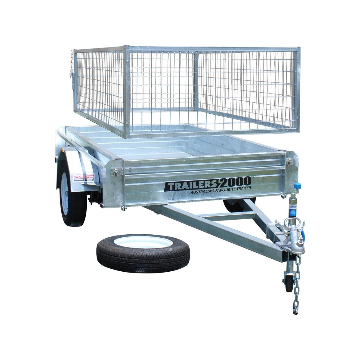 Trailers 2000 6 x 4 Galvanised Trailer With Cage And Spare Bundle ...