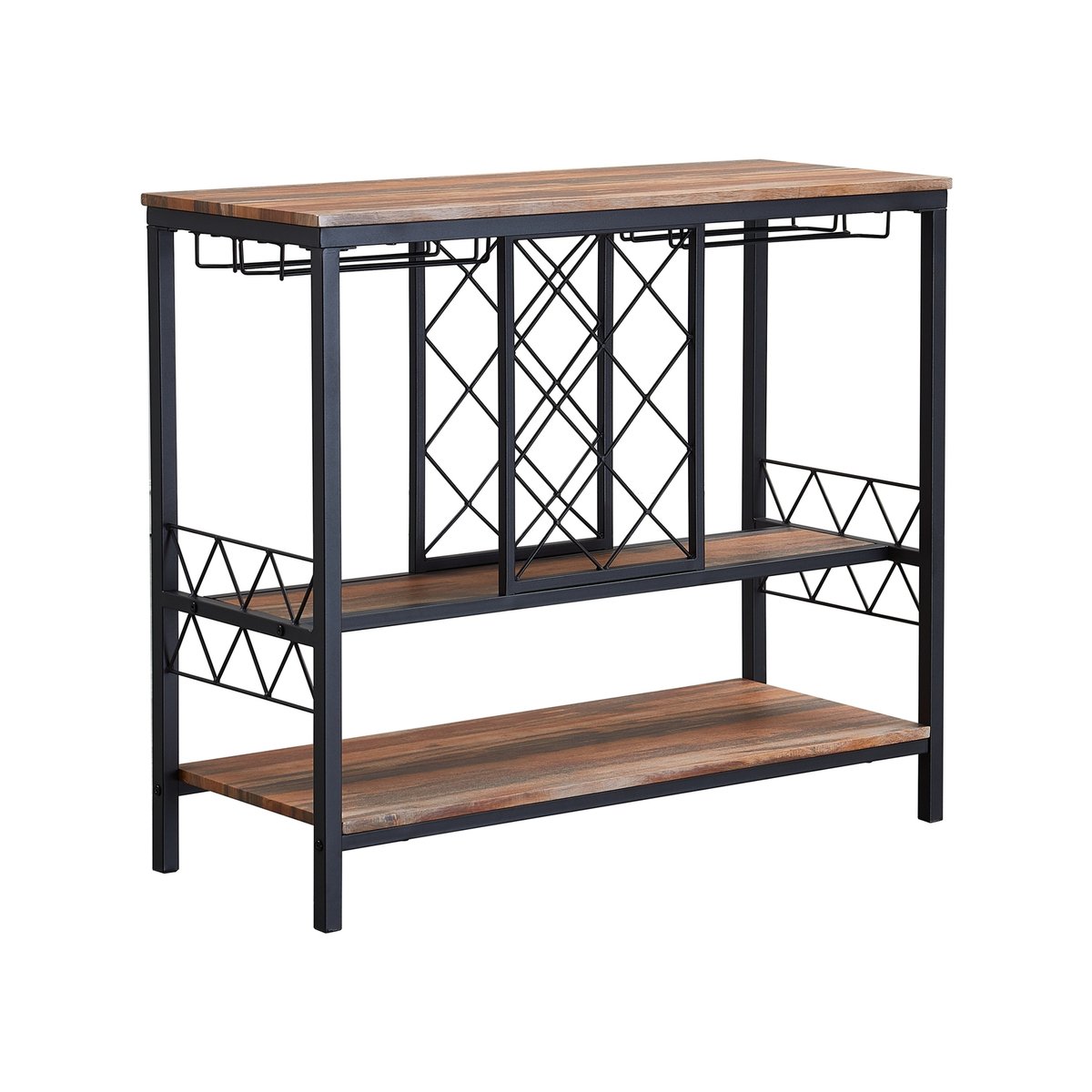 IHOMDEC Industrial Style Wine Rack Table with Glass Holder Brown ...