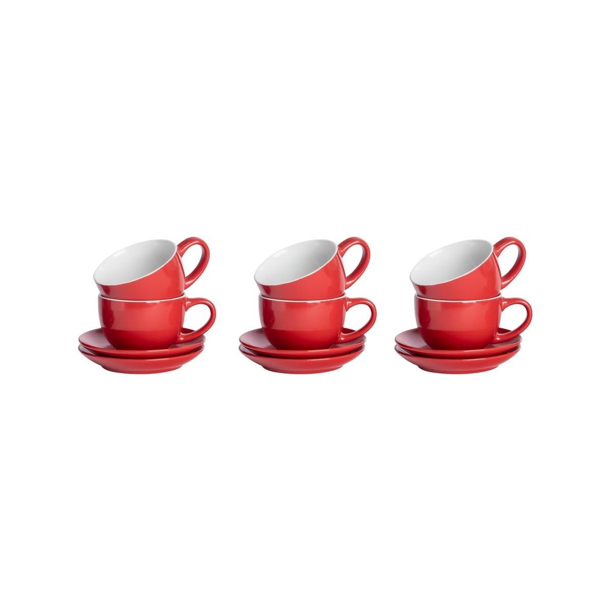 Argon Tableware 12 Piece Coloured Cappuccino Cup And Saucer Set - 250ml ...