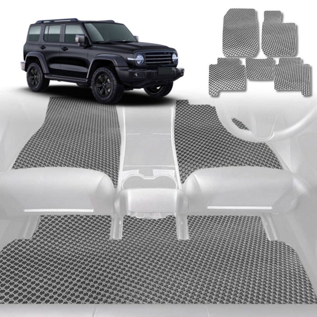 6D Diamond Car Floor Mats for Haval Tank 300 2023-Current-Full Set-Grey ...