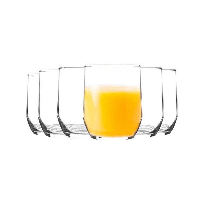 LAV 6 Piece Sude Drinking Glasses Set - Contemporary Glass Tumblers for Whisky, Water, Soft ...