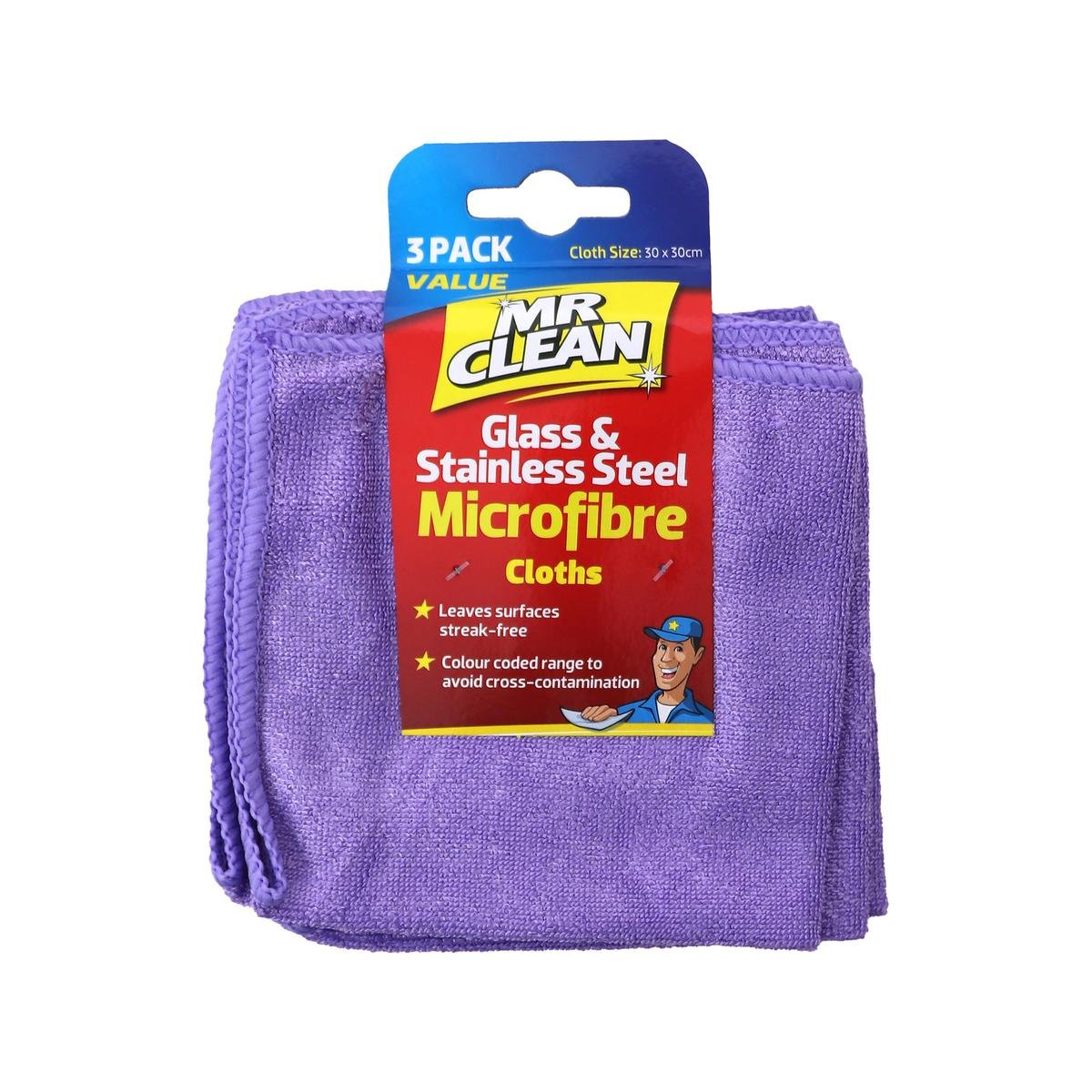 Mr Clean Glass & Stainless Steel Microfibre Cloth - 3 Pack - Bunnings ...
