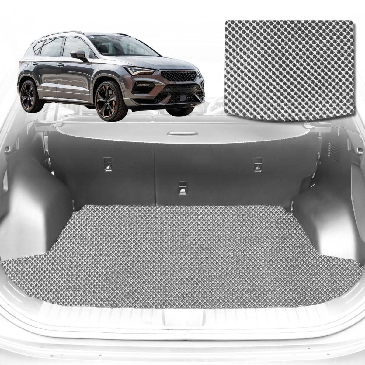 6D Diamond Car Boot Mat for Cupra Ateca 2016-Current-Cargo Mat-Grey ...