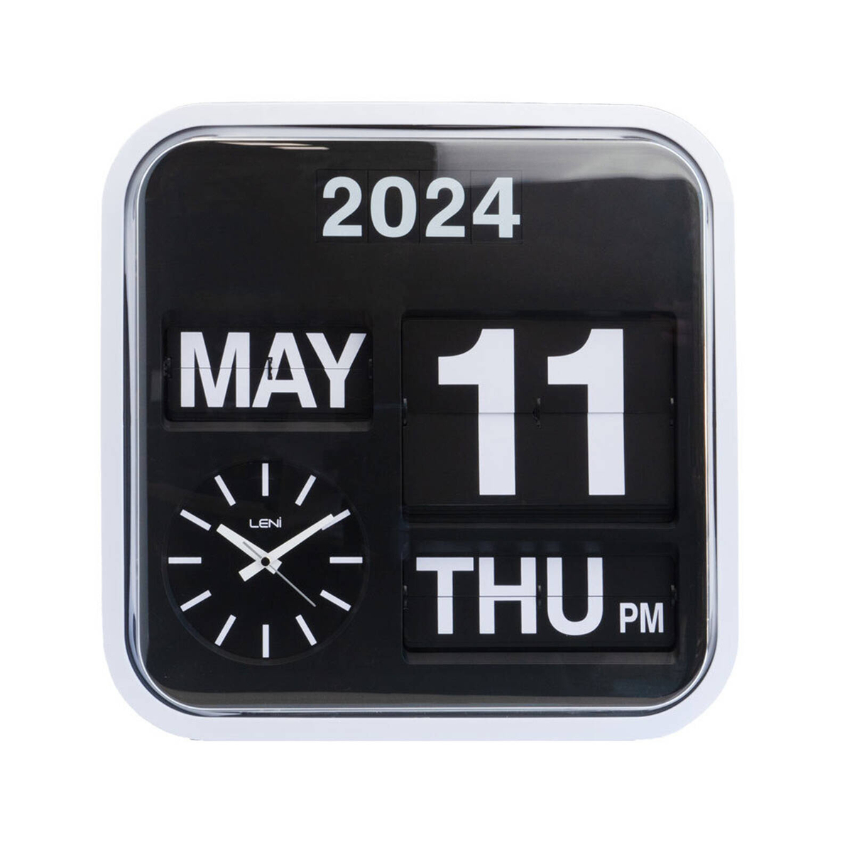 Leni Bankers Wall Clock With Calendar 43x43cm Black - Bunnings Australia