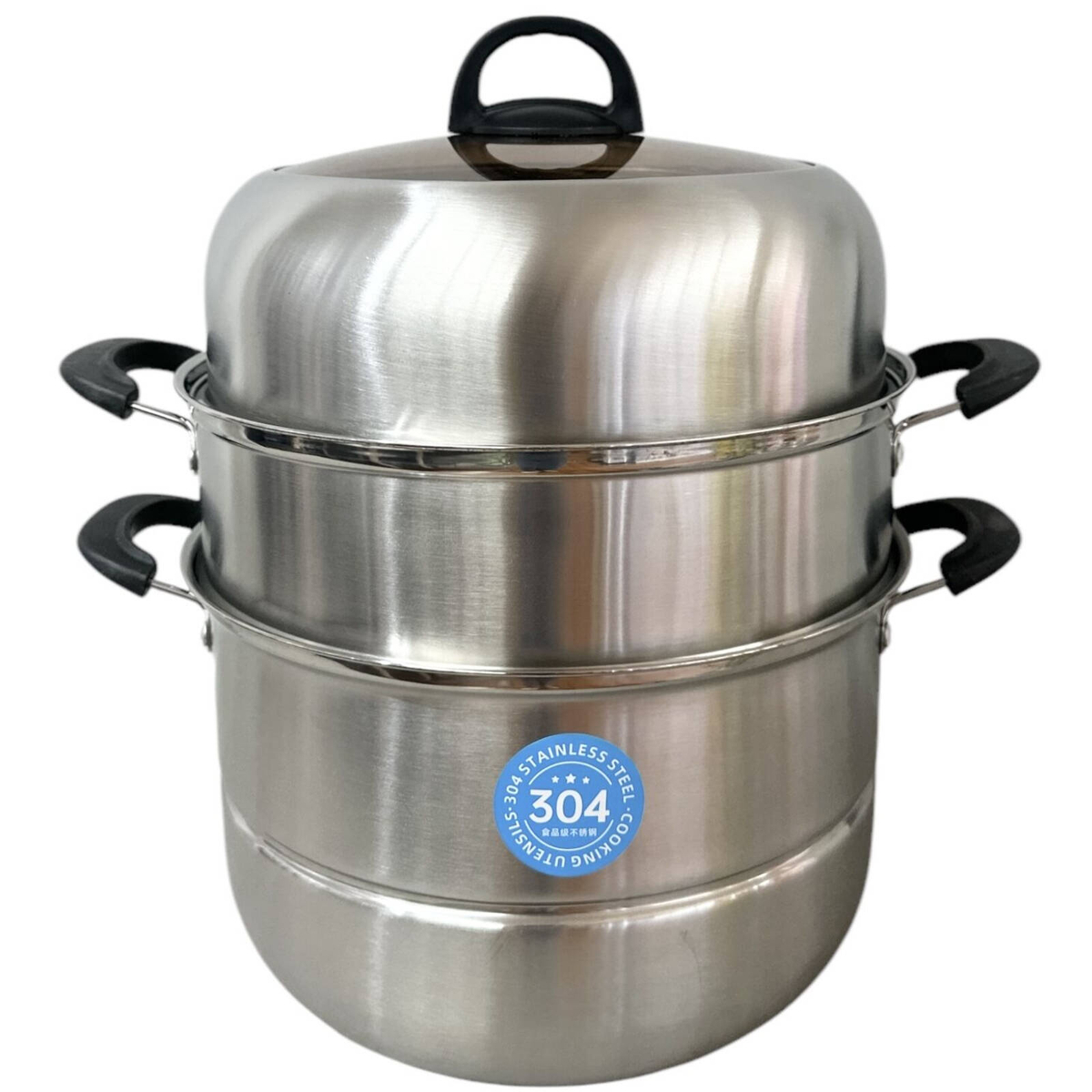 34cm 3Tier Stainless Steel Food Steamer with Glass Lid – Durable ...