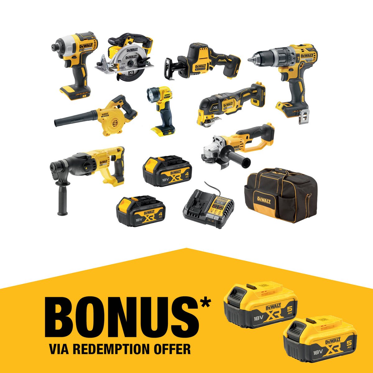 DeWALT 18V XR 4.0Ah 9 Piece Combo Kit DCZ901M2-XE - Bunnings Australia