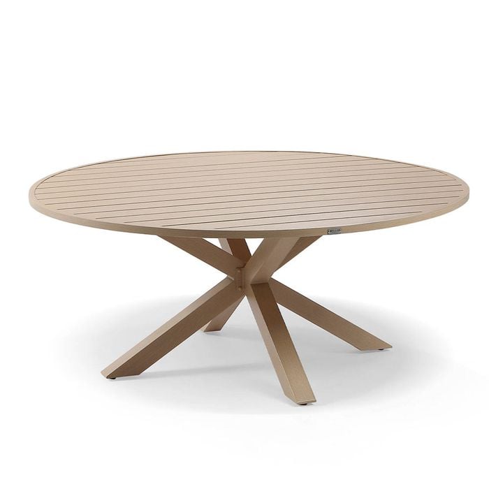Houston Outdoor 1.8m Round Aluminium Dining Table 1.8m - Light Oak ...