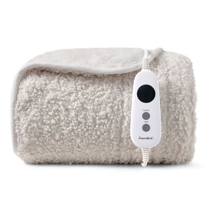 Dreamaker Teddy Fleece Boucle Style Heated Throw Cream 160x130cm ...