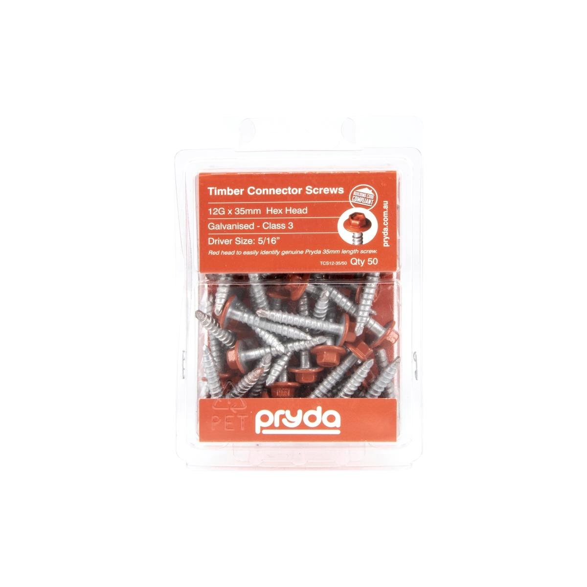 Pryda Timber Connector Screw 12G x 35mm Hex Head Pack 50 - Bunnings ...