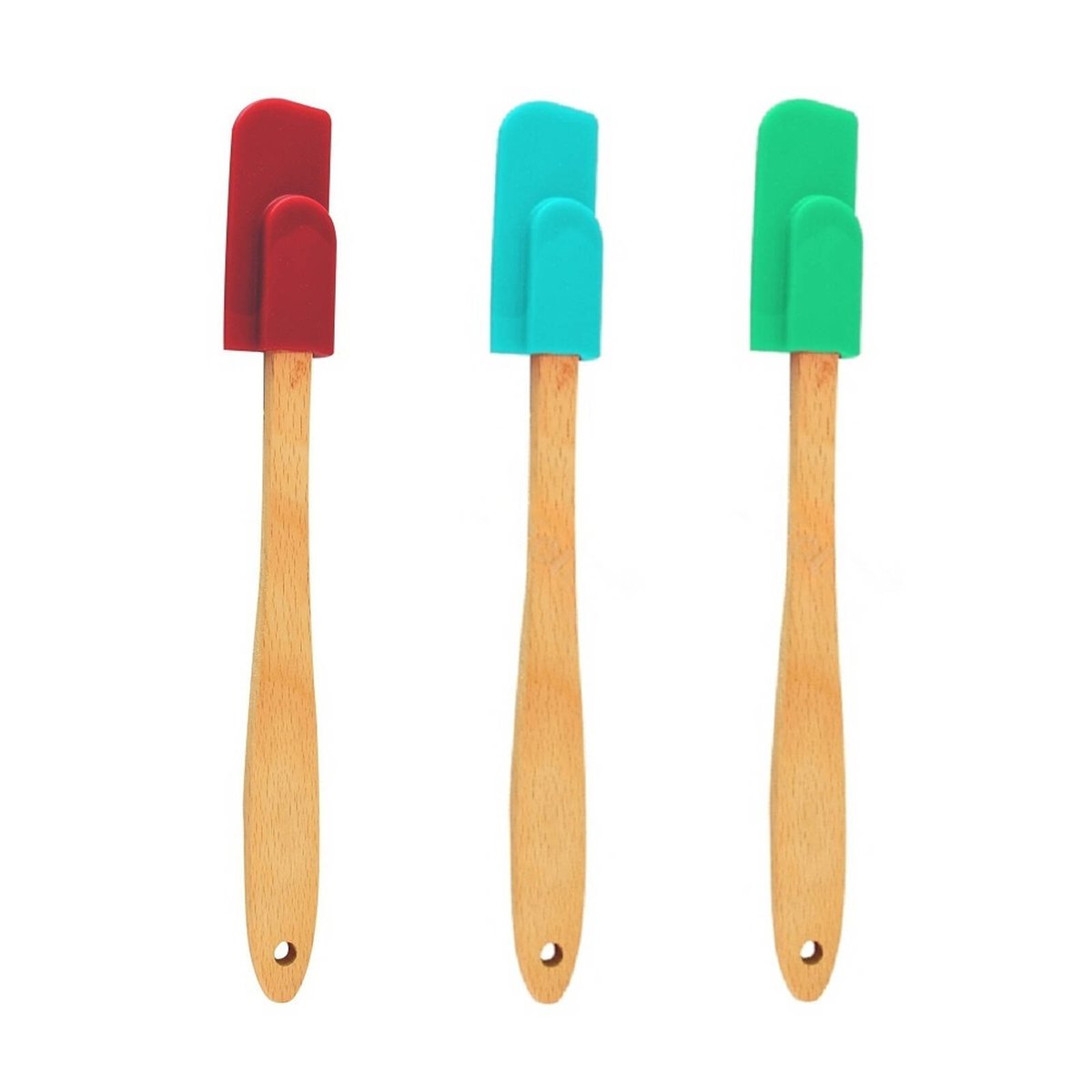 Appetito Silicone Mini Spatula Wood Handle - Set Of 3 - Bunnings Australia
