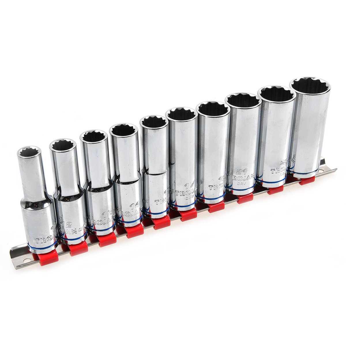 Trojan 10 Piece Deep Socket Rail Set 1/2" - Bunnings Australia