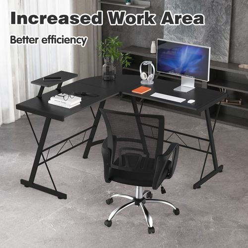 Advwin L Shaped Computer Desk Gaming Corner Desk with Removable Monitor ...
