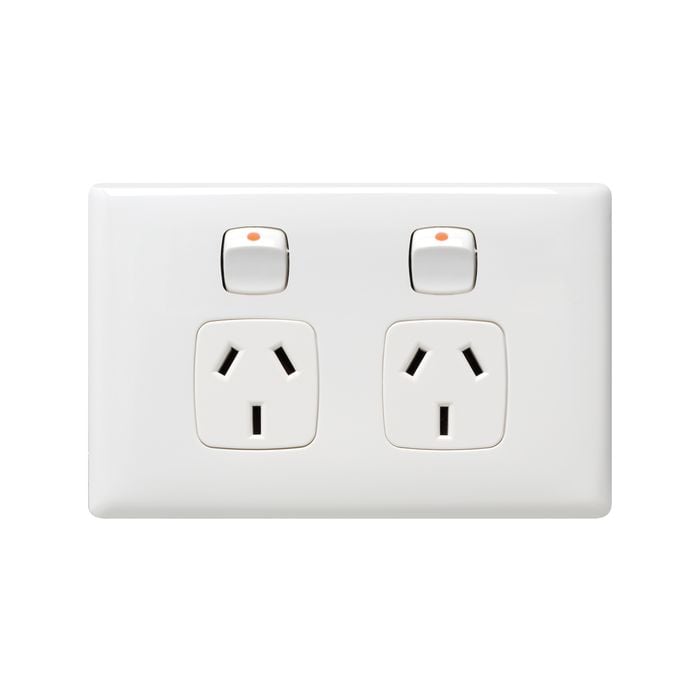 HPM White Linea Double Powerpoint - Bunnings Australia