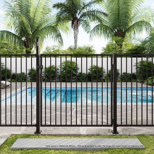 ProtectorAl 0350 - 1200 x 1200 mm Black Aluminium Pool Fence Panel Flat ...