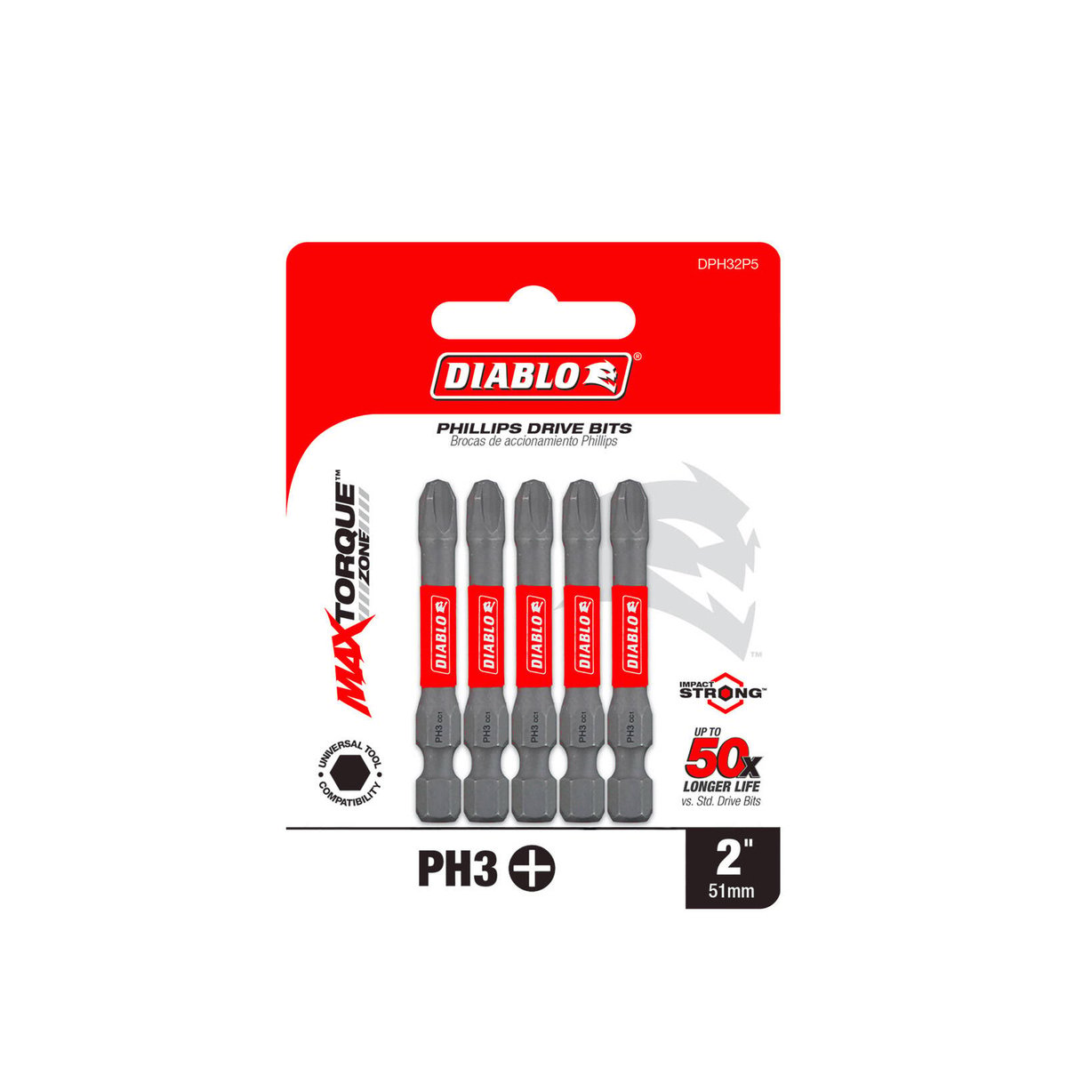 Diablo Power Bit PH3 2" 5 Pack - Bunnings Australia