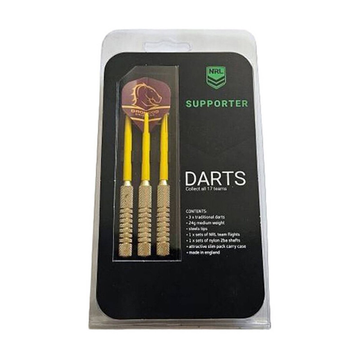 3pc NRL Darts Brisbane Broncos Team Design Flights & Shafts Case ...