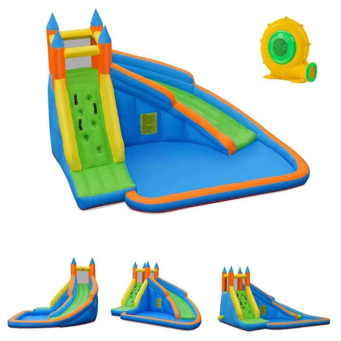 Costway Inflatable Water Slide Wet Dry Bounce House Climb Wall W/550w ...