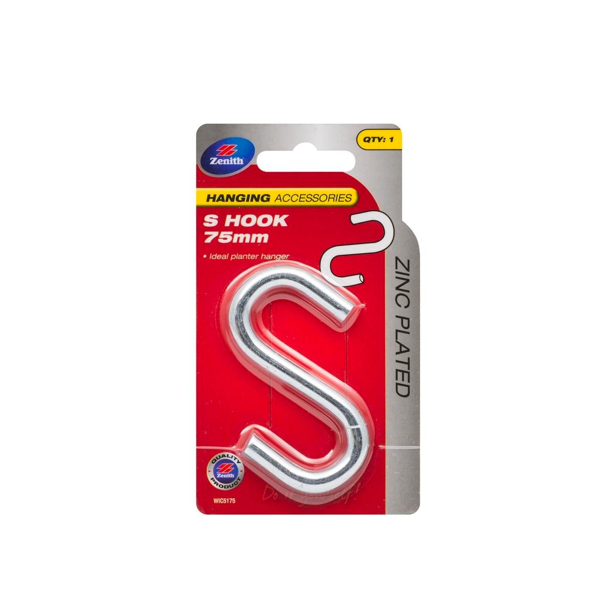 Zenith 75 x 7.6mm Zinc Plated S Hook - Bunnings Australia