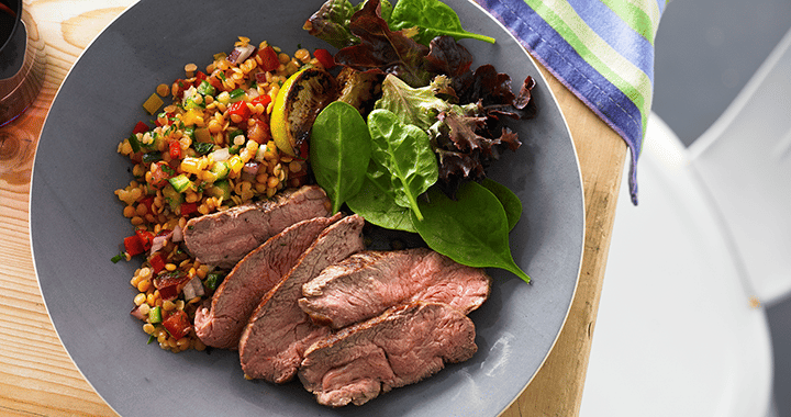 Lamb Rump Steaks With Red Lentil Salad Recipe | Matador BBQs