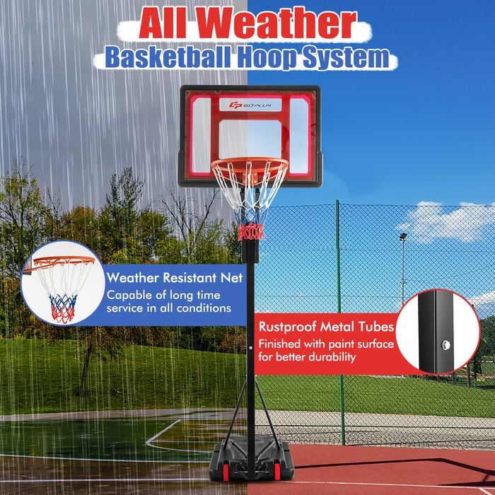 Costway Portable Basketball Hoop System Stand Adjustable Basketball ...