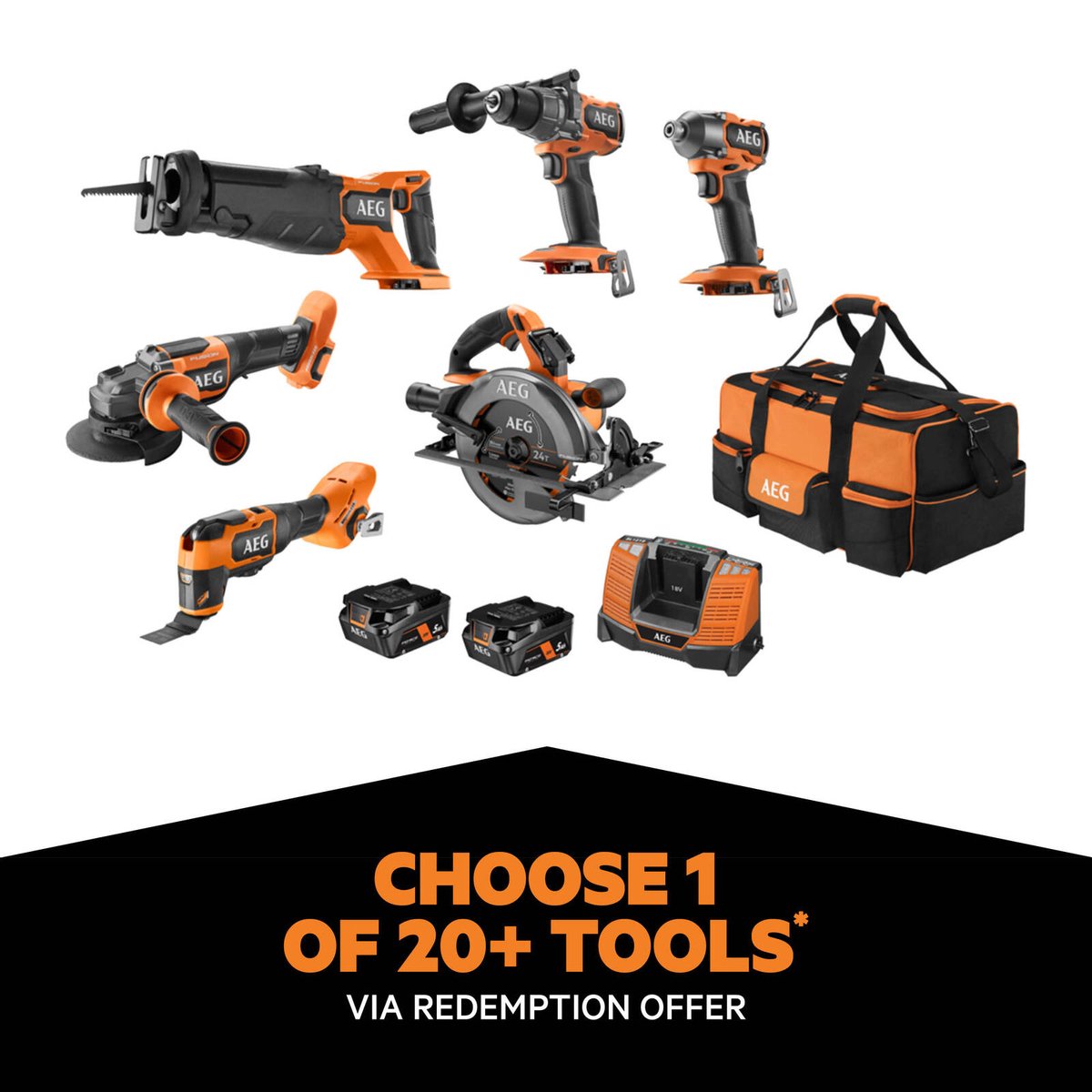 AEG 18V FUSION Brushless 6-Piece 5.0Ah FORCE Kit - Bunnings Australia
