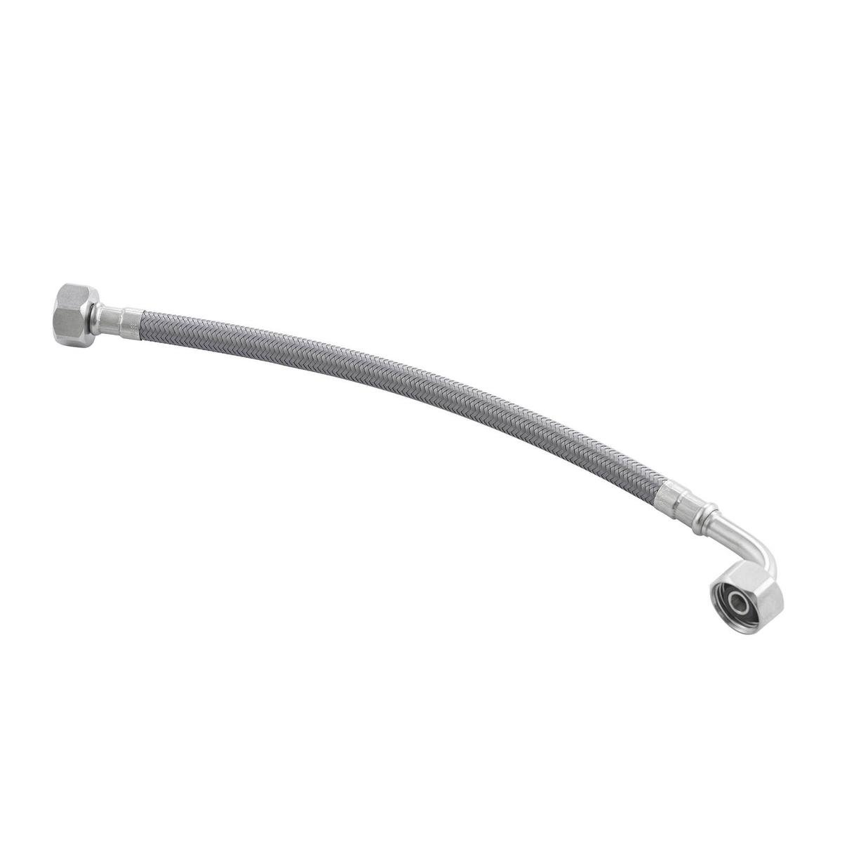 EnduraSeal 450mm Silver Premium Flexible Braided Hose Bent Elbow Water ...