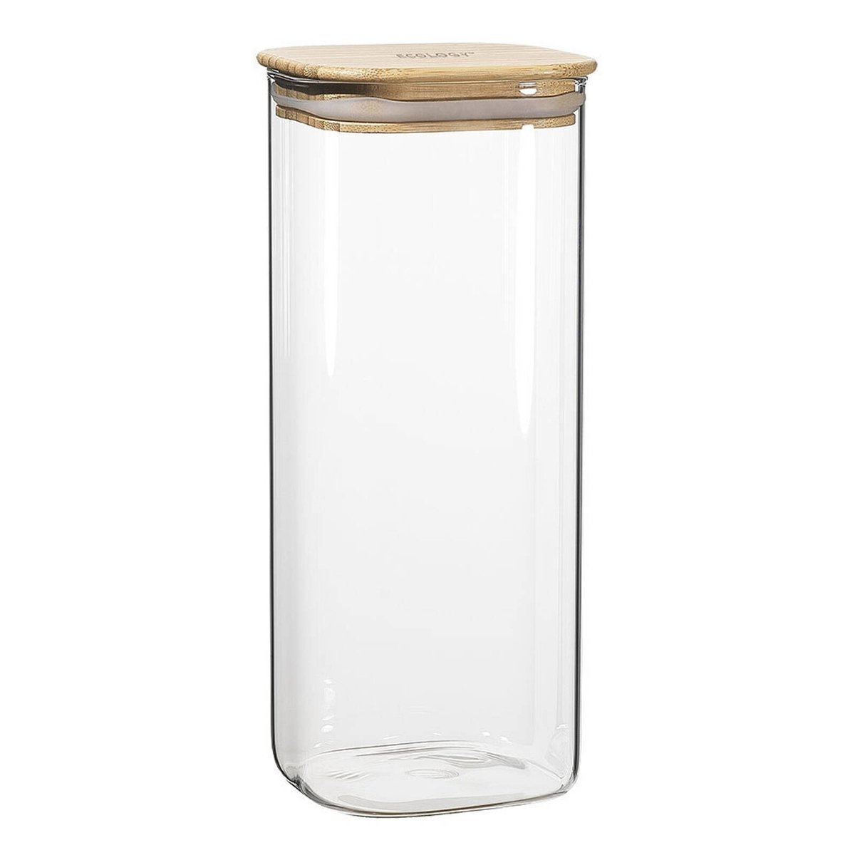 Ecology Glass 1.9L/25.5cm Pantry Square Canister w/ Bamboo Lid ...