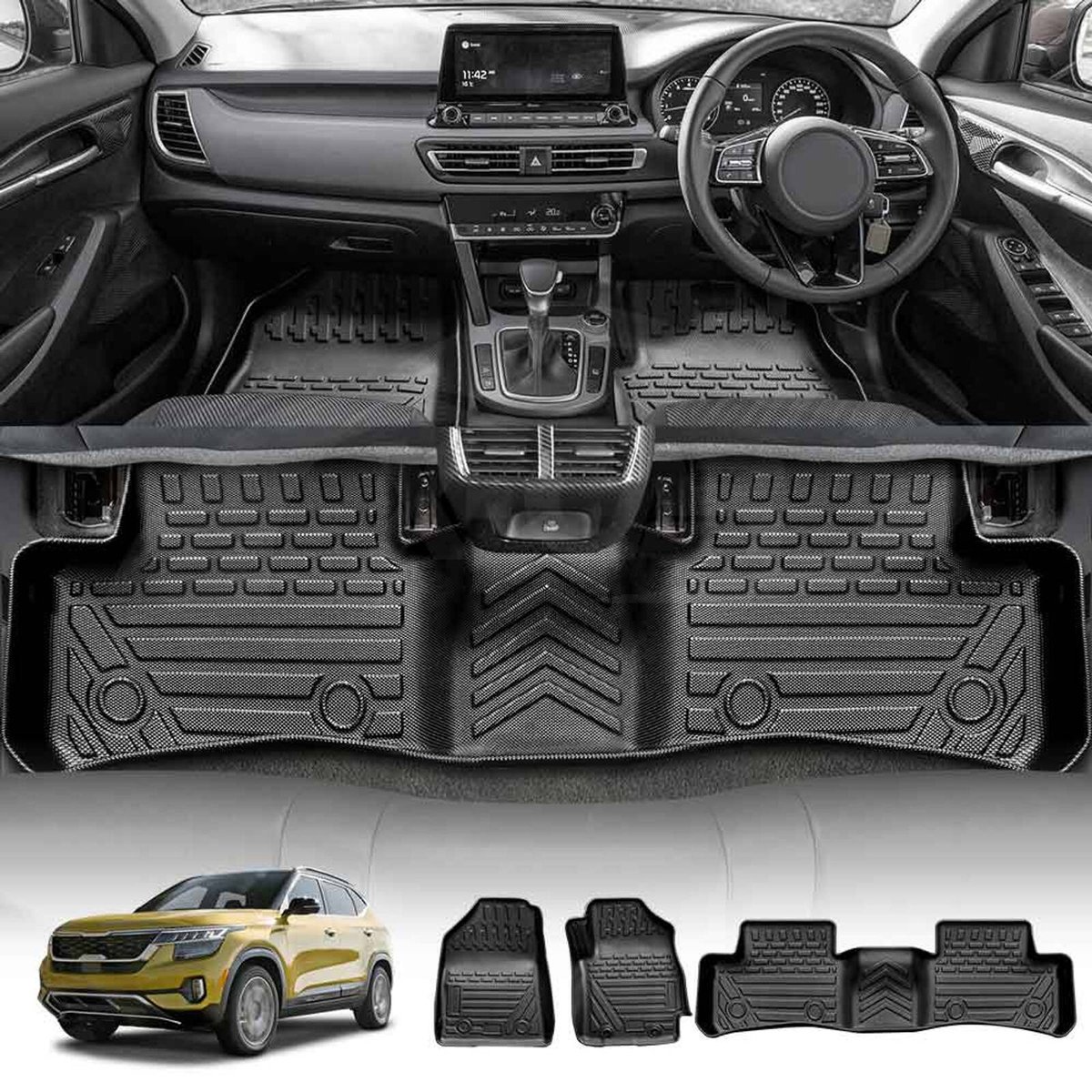 3D Customized Heavy Duty All Weather Car Mat Floor Liner Full Set Carpet for Kia Seltos 2019 ...