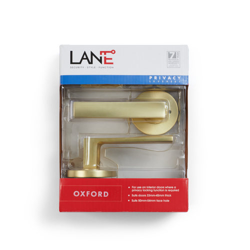 LANE Oxford Privacy Leverset Brushed Brass L537934 - Bunnings Australia