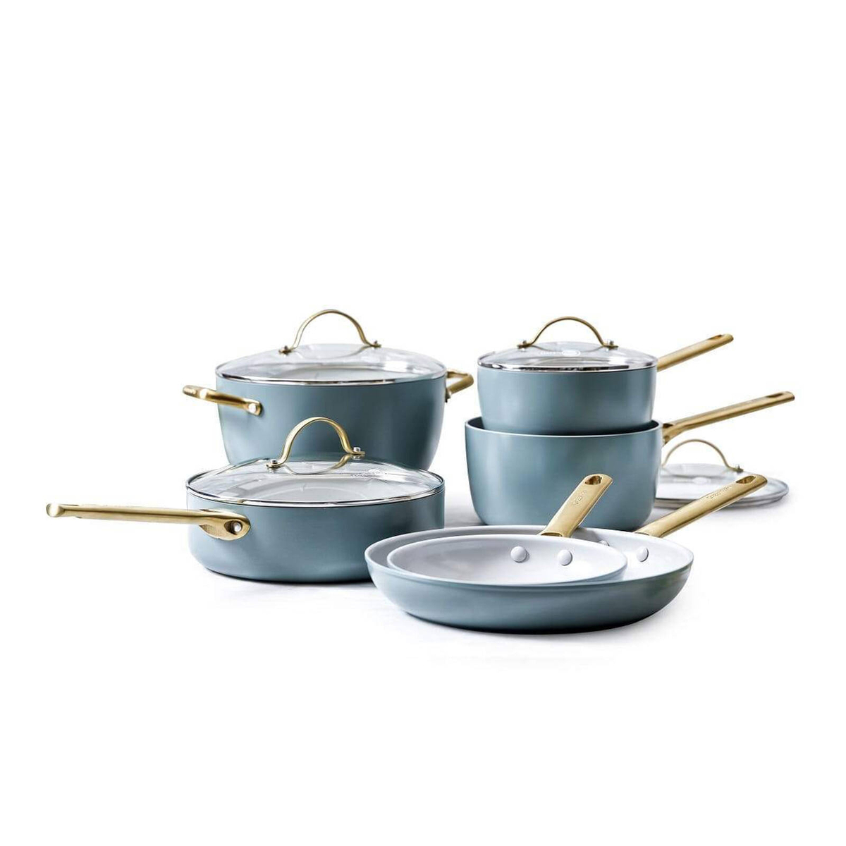 6pc GreenPan Padova Smokey Sky Kitchen Cookware Blue Set - Bunnings ...