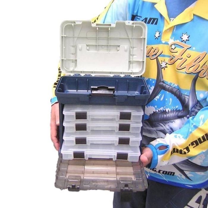 Surecatch 4 Tray Heavy Duty Fishing Tackle Box for Terminal Tackle Blue - Bunnings Australia