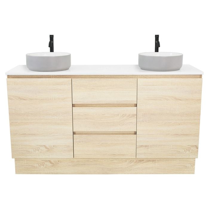 CIBO 1500mm Coast Veneer Nordic Full Height Double Bathroom Vanity with Light Grey / White ...