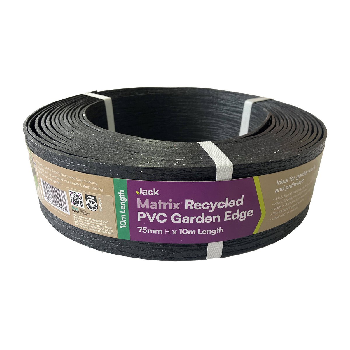 Jack Matrix 75mm x 10m Charcoal Recycled PVC Garden Edging - Bunnings ...