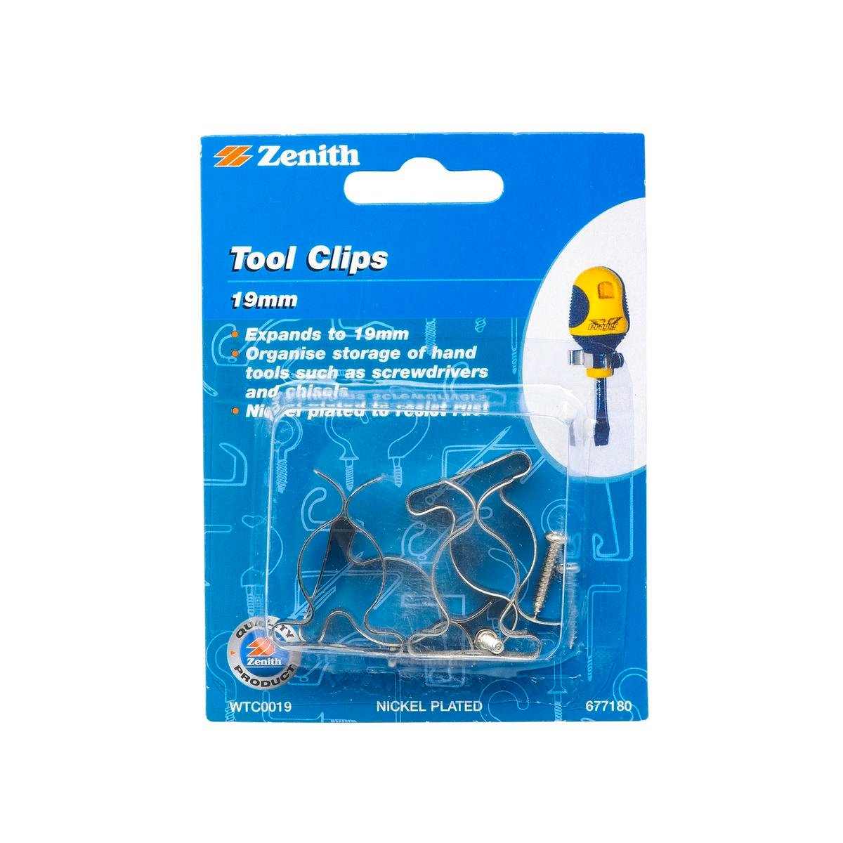 Zenith Tool Clip 19mm 4pk Nickel Plated - Bunnings New Zealand
