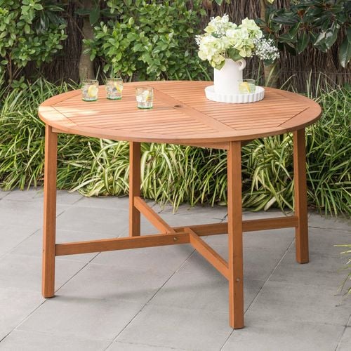 Mimosa Santo 124 x 124cm Round Timber Dining Table with Parasol Hole ...