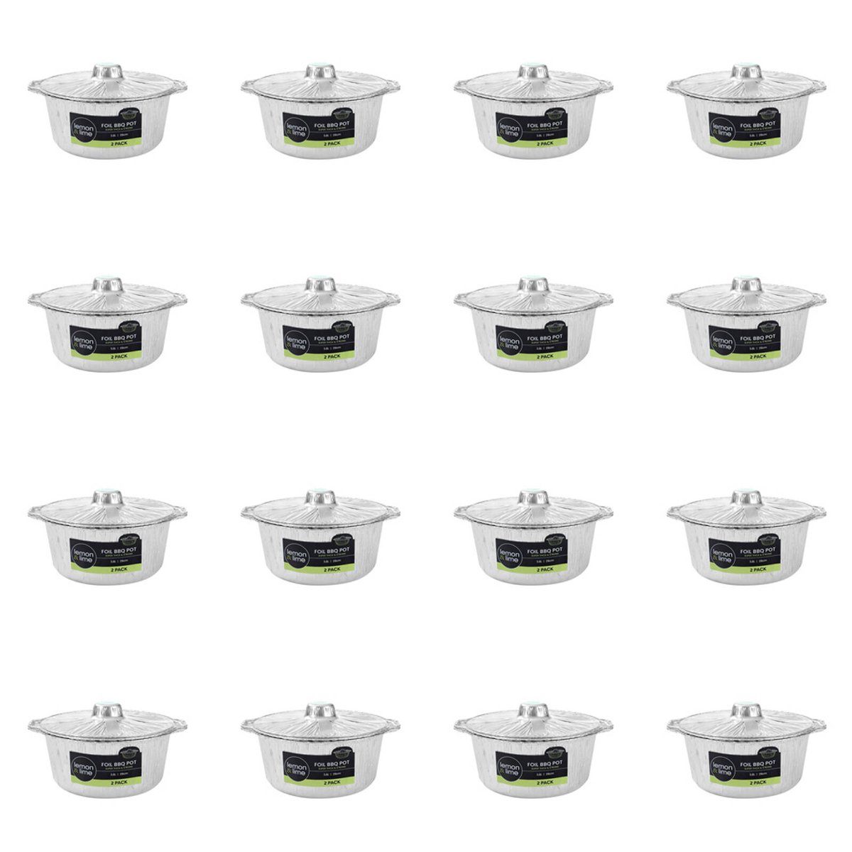 32pc Lemon & Lime 3.8L/29cm Foil BBQ Pot w/ Lid - Silver - Bunnings Australia
