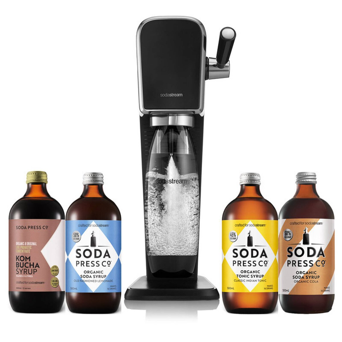 Sodastream ART sparkling drink maker with Flavors - Black - Bunnings Australia