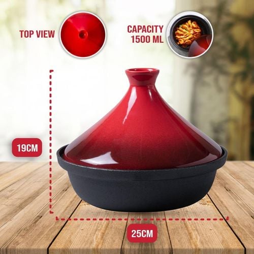 Gourmet Kitchen Cast Iron Tagine - Red - 25Cm - Bunnings Australia