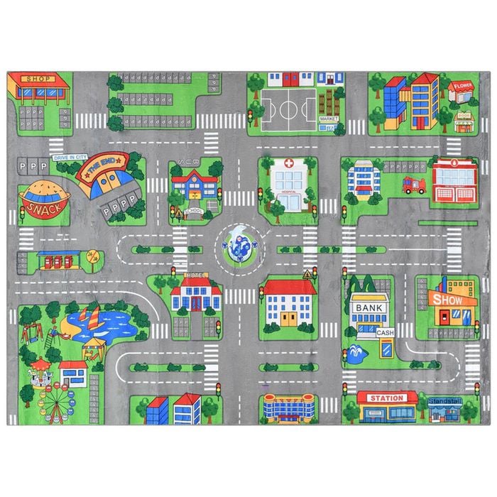 Loom & Lace Road Map 180x270 green rug - Bunnings Australia