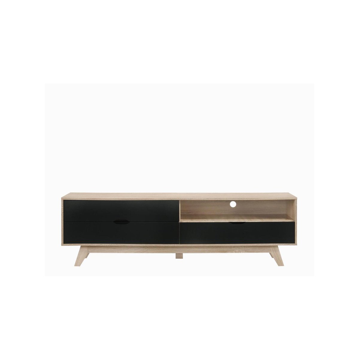 Brandon Entertainment TV Unit Lowline TV Stand 180cm 3 Drawers Black ...