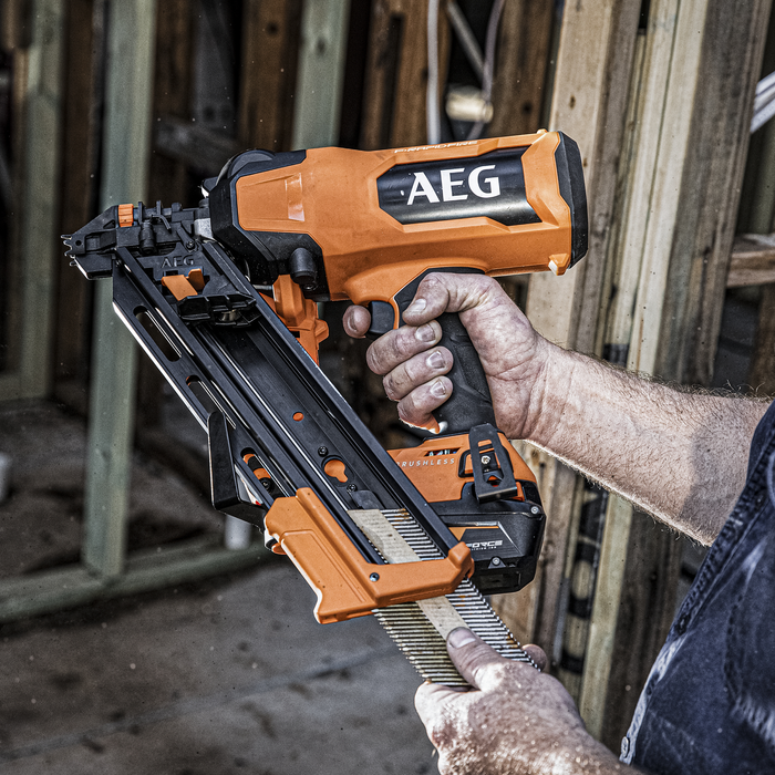 AEG 18V F RAPIDFIRE 10Ga 30 34 Framing Nailer Skin Only Bunnings Australia