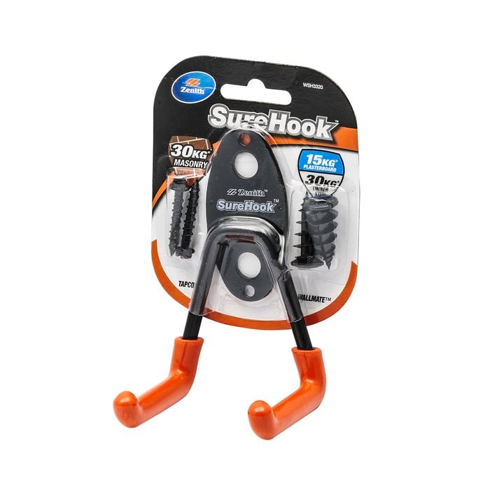 Zenith 15 / 30kg Black SureHook Small Garage U Hook - Bunnings Australia