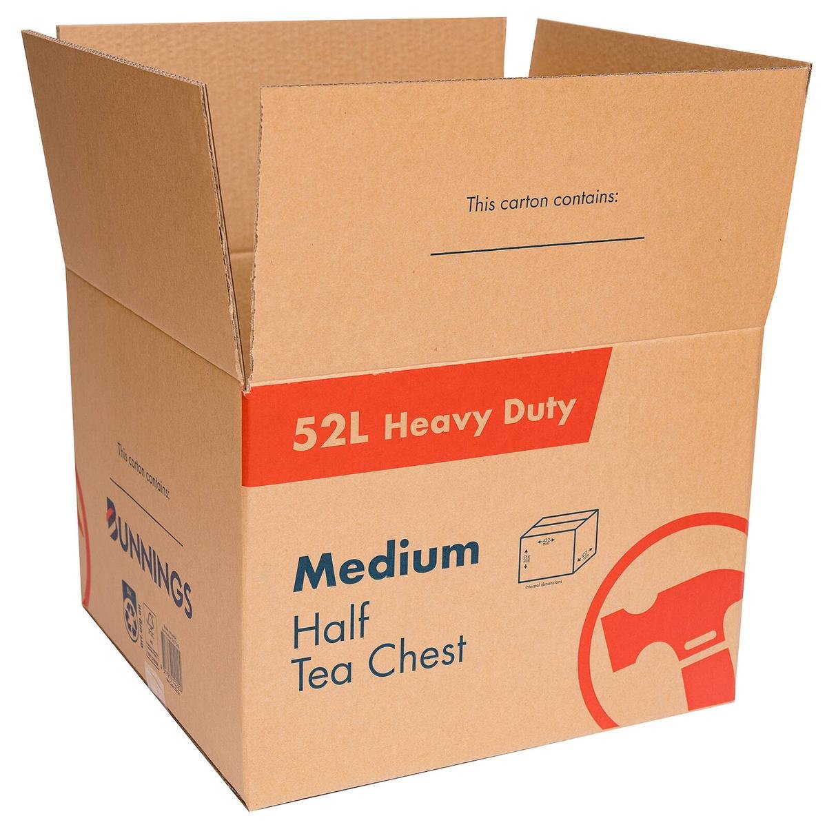 Bunnings 52L Heavy Duty Medium Half Tea Chest Moving Carton - Bunnings ...