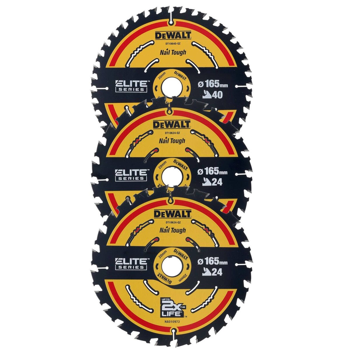 DeWALT 165mm 24T And 40T ELITE Circular Saw Blade DT10397-QZ - 3 Pack ...