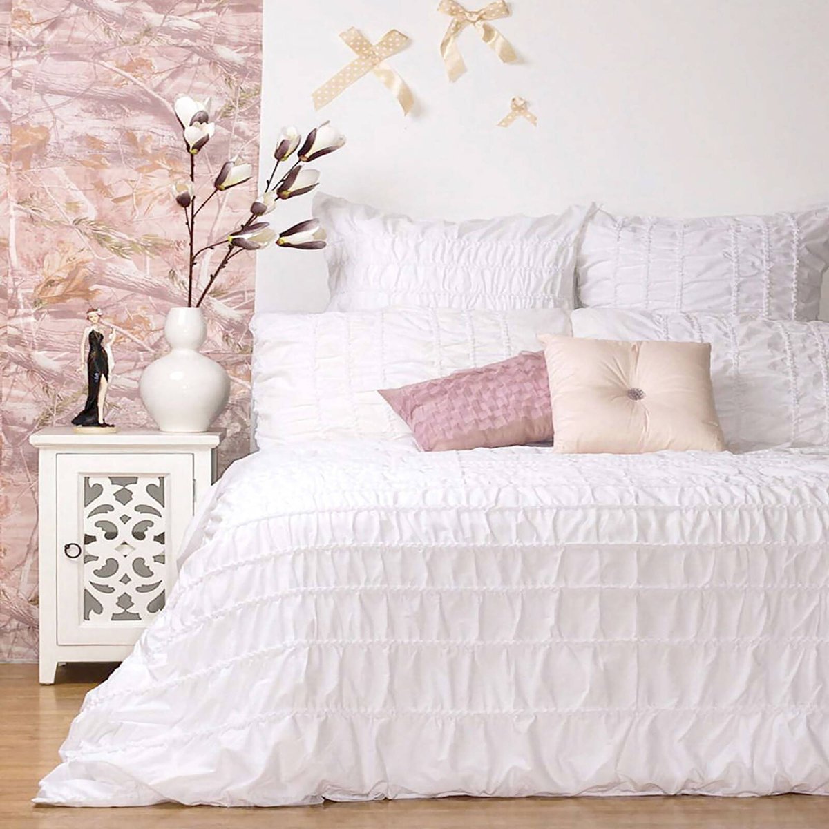 Ardor Cotton Rich Tuscany White Quilt Cover Set Queen - Bunnings Australia