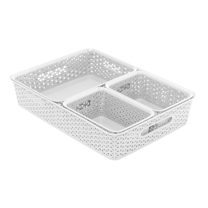 All Set 4 Piece White Rattan-look Baskets - Bunnings New Zealand