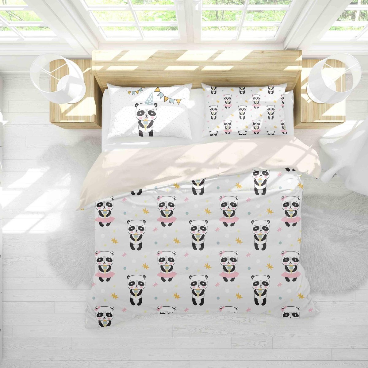 3D Cartoon Panda Quilt Cover Set Bedding Set Pillowcases 64 - Bunnings ...