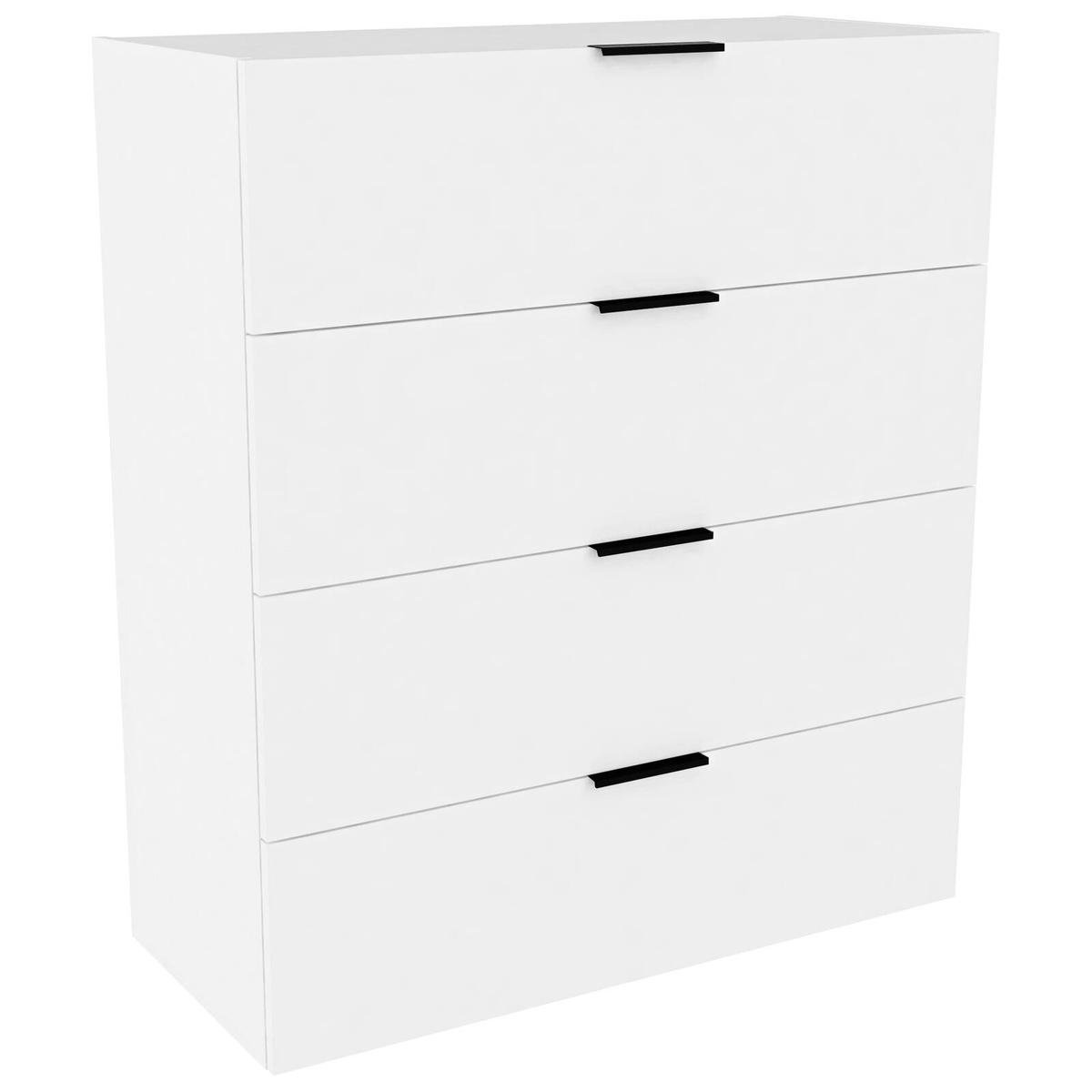Lugna 1024 x 900 x 380mm White 4 Drawer Ready to Assemble Unit - White ...