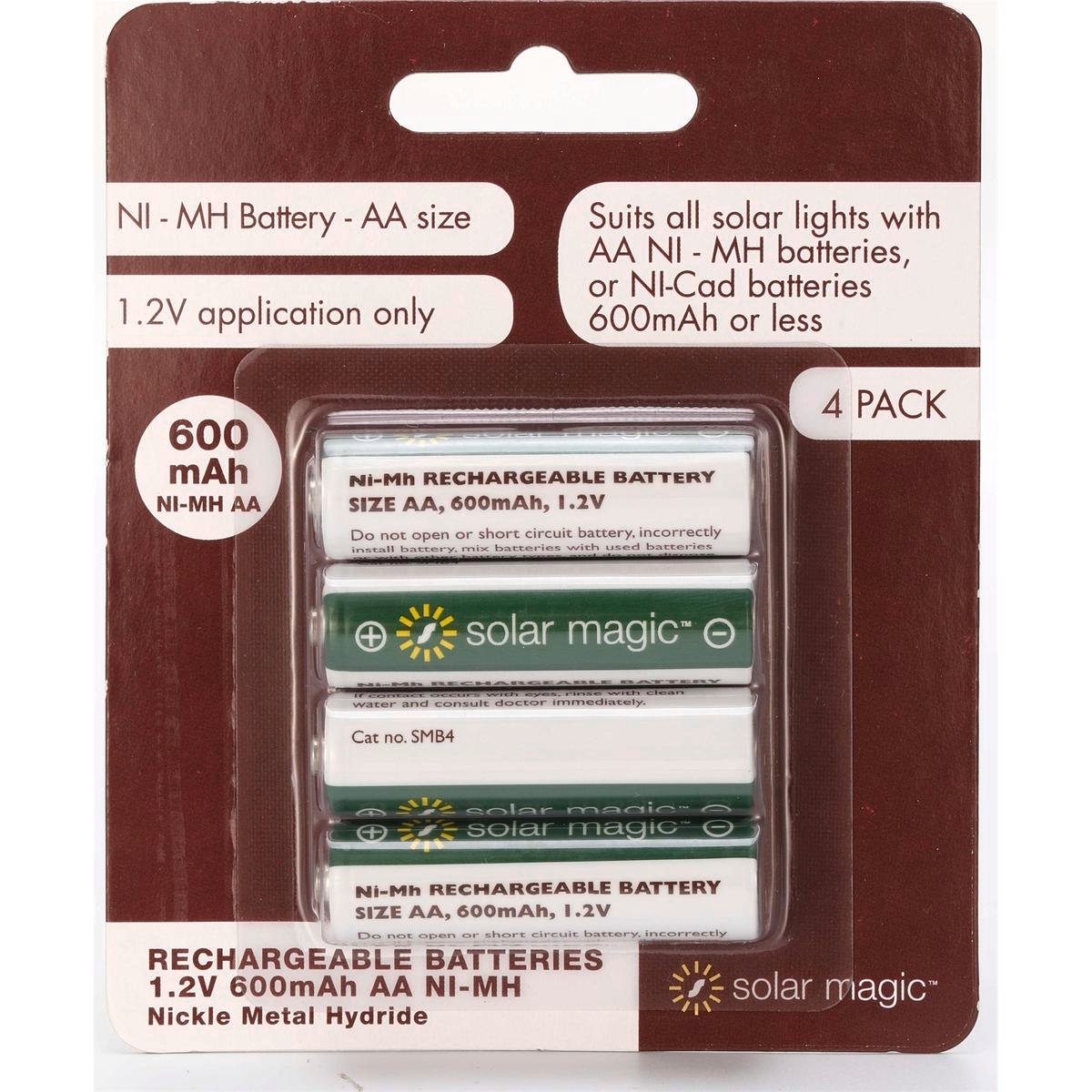 Solar Magic NiMH 1.2V AA Rechargeable Battery - 4 Pack - Bunnings Australia